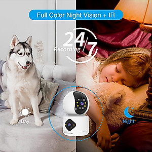 VSTARCAM Dual Lens Indoor Security Camera,5MP Pan Tilt Zoom WiFi Camera,Camera for Baby/Pet/Home with Color Night Vision,2-Way Audio,Human Auto Tracking,Indoor Camera Wireless with Phone App
