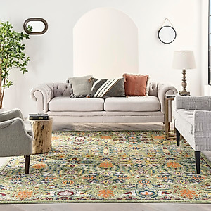 Nourison Allur Traditional Sage Ivory 7'10" x 9'10" Area Rug, Easy Cleaning, Non Shedding, Bed Room, Living Room, Dining Room, Kitchen (8x10)