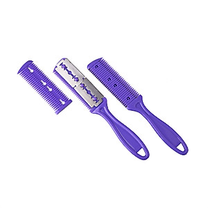 5Pcs Professional Trimmer Razor Dual Side Scissors for Hair Thinning, Slim Haircuts & Barber Grooming - Comb, Brush, Double Edge Blade in 5 Colors