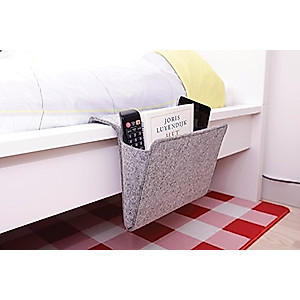 Kikkerland Grey Felt Bedside Pocket Caddy, Storage, Organizer, Holder