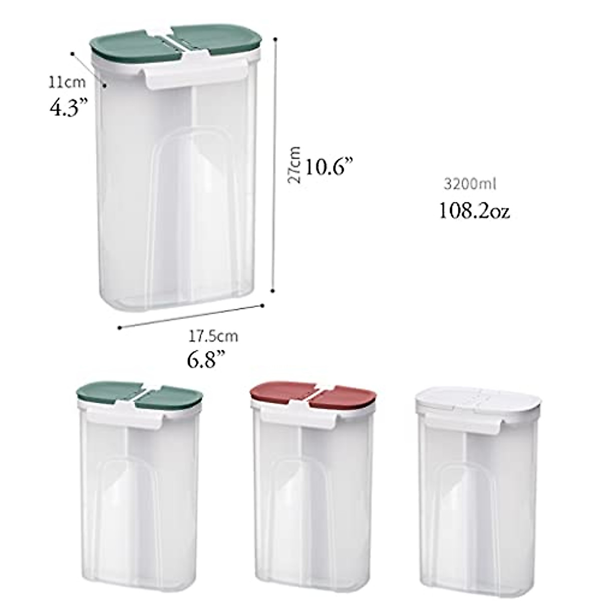 Food Storage Containers Cereal Containers Storage Pieces Clear Silicone Cereal Keeper Container Large Cereal Food Storage Containers With Lids Cookie Jar (Color : Green 3pcs)