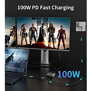 fairikabe USB C to HDMI Adapter Dual 4K@60Hz, 4 in 1 USB C to HDMI Converter with 100W PD Charging USB 3.0, USB C to HDMI Splitter Extended Display Compatible Thunderbolt 3/4