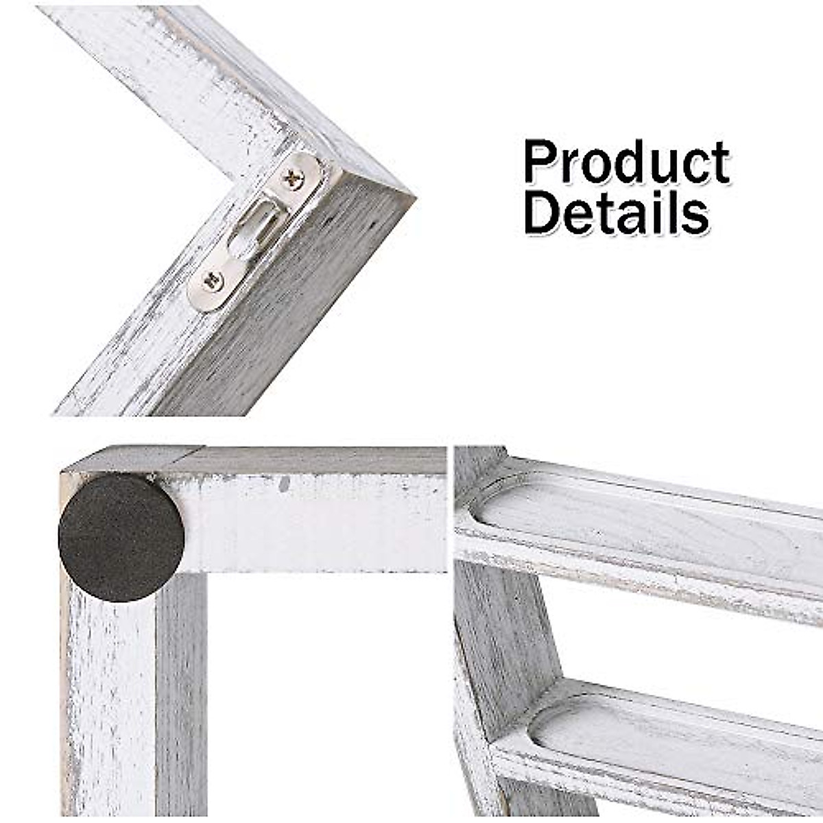 LIANTRAL Essential Oil Storage, Essential Oil Shelf Wall Mounted Wooden Display Shelf Rack for Essential Oils & Nail Polish, Rustic Grey White