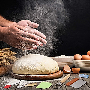 Round Bread Proofing Basket Set of 2, 8" and 9" Natural Rattan Banneton Round Sourdough Baking Bowls with Multi Baking Tools for Professional and Home Bakers