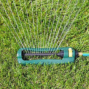 Melnor 65148AMZ TurboTek Oscillating Sprinkler, 2,800 sq. ft., Quick Connect Bundle, 16 Precision Nozzle, Green, Yellow