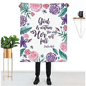God is Within Her Blankets Bible Verse Blanket Spiritual Gifts for Women Soft Fluffy She Will Not Fall Fleece Blanket Get Will Soon Blanket Gift for Mom Women 40"X50"
