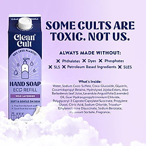 Cleancult Liquid Hand Soap Refills - Moisturizes Dry & Sensitive Skin - Made with Aloe Vera & Lavender Essential Oils - Wild Lavender - Eco Friendly - Paper-Based Packaging - 32 oz/2 Pack