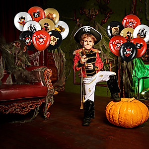 45 Pcs Pirate Party Balloons Latex Pirate Balloons Set Round Pirate Balloons Caribbean Pirate Skull Pirate Ship Balloons for Pirate Theme Parties Birthday Party Decorations Halloween Party Supplies
