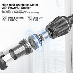 Handheld Vacuum, Cordless Portable Hand Vacuum with 12Kpa Powerful Suction, Lightweight Car Vacuum Cleaner with Upgraded Brushless Motor, Charging Dock, Car Charger