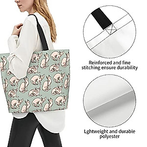 Qaxcdmky Hairless Naked Cats Sphynx Cats Pattern Tote Bag Large Shoulder Bag Casual Reusable Handbag For Women Shopping Grocery Work