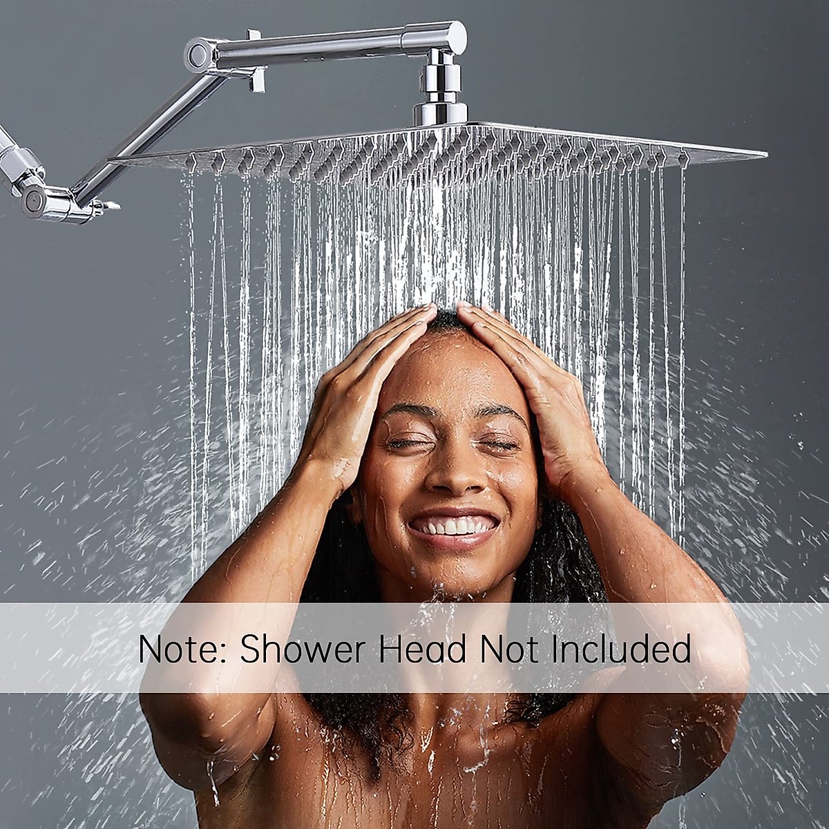 G-Promise Shower Head Extension Arm Solid Brass Adjustable Extender with Lock Joint, Standard 1/2", Rise or Lower Rainfall and Fixed Shower Head, 13" Height/Angle Adjustable Extension Arm Attachment