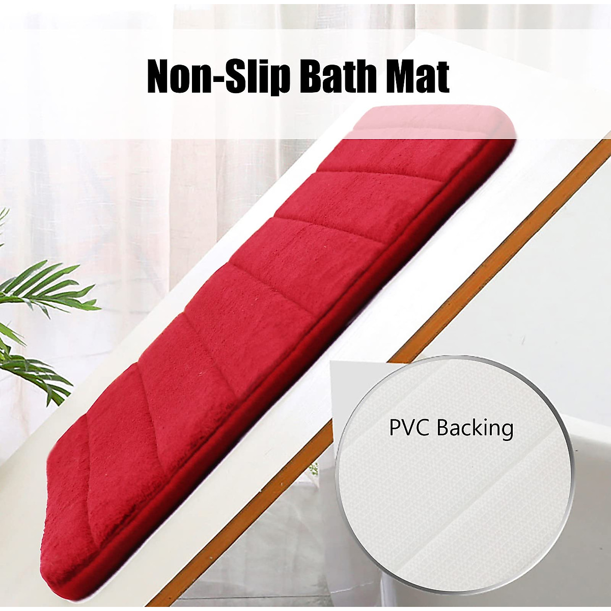 SK Studio Memory Foam Bath Mat Non Slip Absorbent Bathroom Rugs Thick Soft Dry Fast for Kitchen Runner Mat for Kitchen Floors Red, 16x24 inch