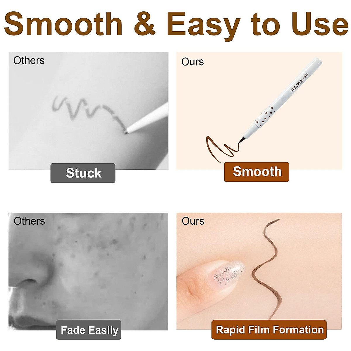 Rosarden Freckle Pen, Freckle Makeup Pen for Face, Waterproof Long Lasting Quick Dry Faux Freckle Pen, Soft Artificial Freckles Makeup Face Decoration, Create Natural Sunkissed Skin (Natural Coffee)