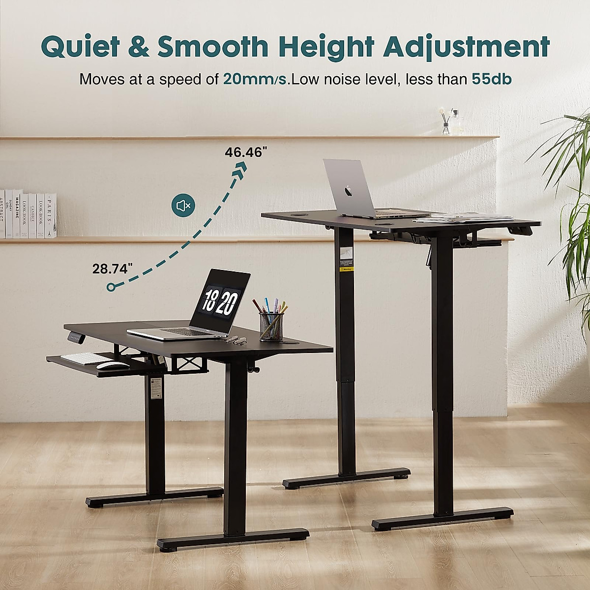 Sweetcrispy Standing Desk with Keyboard Tray, 55 x 24in Adjustable Height Electric Stand Up Desk Standing Computer Desk Home Office Desk Ergonomic Workstation with 3 Memory Controller, Black