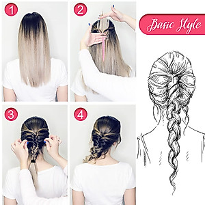 TsMADDTs Topsy Tail Hair Tools, 4 Pcs Hair Loop Styling Tool, Pink, 10pcs Hair Ties