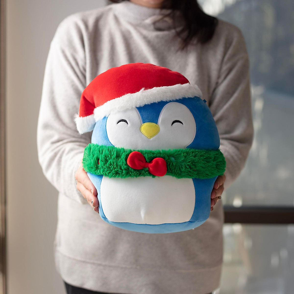 Squishmallows 10" Puff The Penguin Christmas Plush - Official Kellytoy - Collectible Soft & Squishy Penguin Stuffed Animal Toy - Add to Your Squad - Gift for Kids, Girls & Boys - 10 Inch
