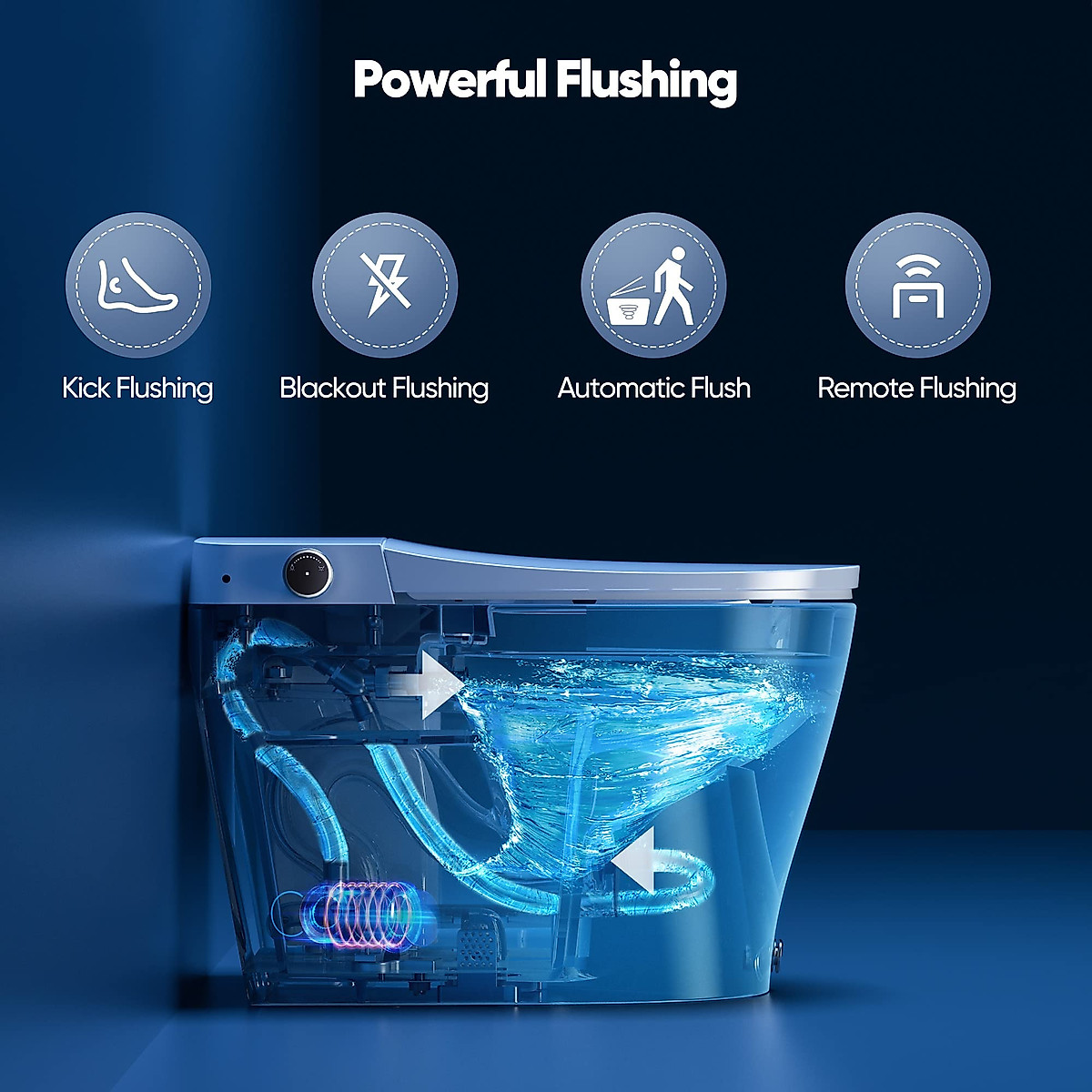 HOROW Upgraded Integrated Smart Toilet, Premium Automatic Power Flush One Piece Toilets with Power Flush Core & Intelligent Chip Built in, Heated Bidets Seat with Instant Warm Water
