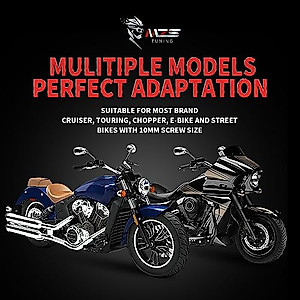 MZS Motorcycle Mirrors Chrome | Universal 10MM 8MM Rear View Side Mirror 360 Degree Adjustable Handlebar Compatible with Street Bike Cruiser Touring Chopper Scooter GY6