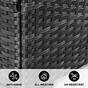 8-Piece Outdoor Rattan Wicker Patio Furniture Set with 28" Gas Fire Pit Table, Coffee Table, Armless Seats, Corner Seats, and Cushions Included, Outdoor Sectional Furniture, Coffee/Beige