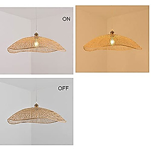 PARREN Bamboo Basket Pendant Lights, Japanese Style Lamp Shade Rattan Cage Beige Wicker Woven Ceiling Hanging Lamps Boho Natural Bamboo Dining Room Lighting Fixture for Kitchen Island Bedroom Living R