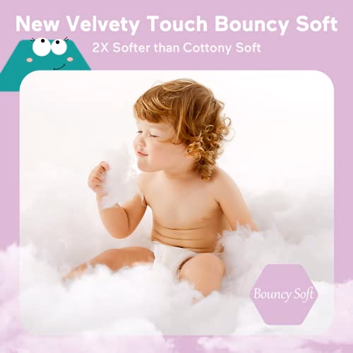 Babycozy Boucy Soft Newborn Diapers for Sensitive Skin, Hypoallergenic Disposable Diapers, Plain White Diapers Without Chlorine, Soft Diapers for Baby&Infant&Preemie, Size 1(8-14lb) 148 Count