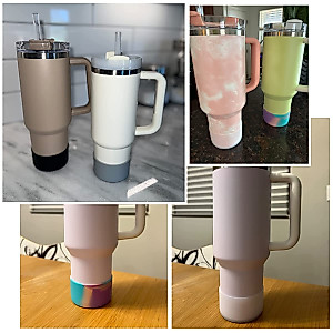 LYYACO 2 Pcs Protective Silicone Boot Sleeve Cover for Stanley Tumbler Quencher Adventure 40oz IceFlow 20oz 30oz, Anti-Slip Silicone Water Bottle Bottom Cover for Stanley Tumbler (Black+Gray)