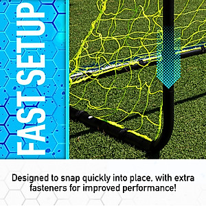 Franklin Sports Competition Soccer Goal - Steel Backyard Soccer Goal with All Weather Net - Includes 6 Ground Stakes - 6'x4' Soccer Goal - Black