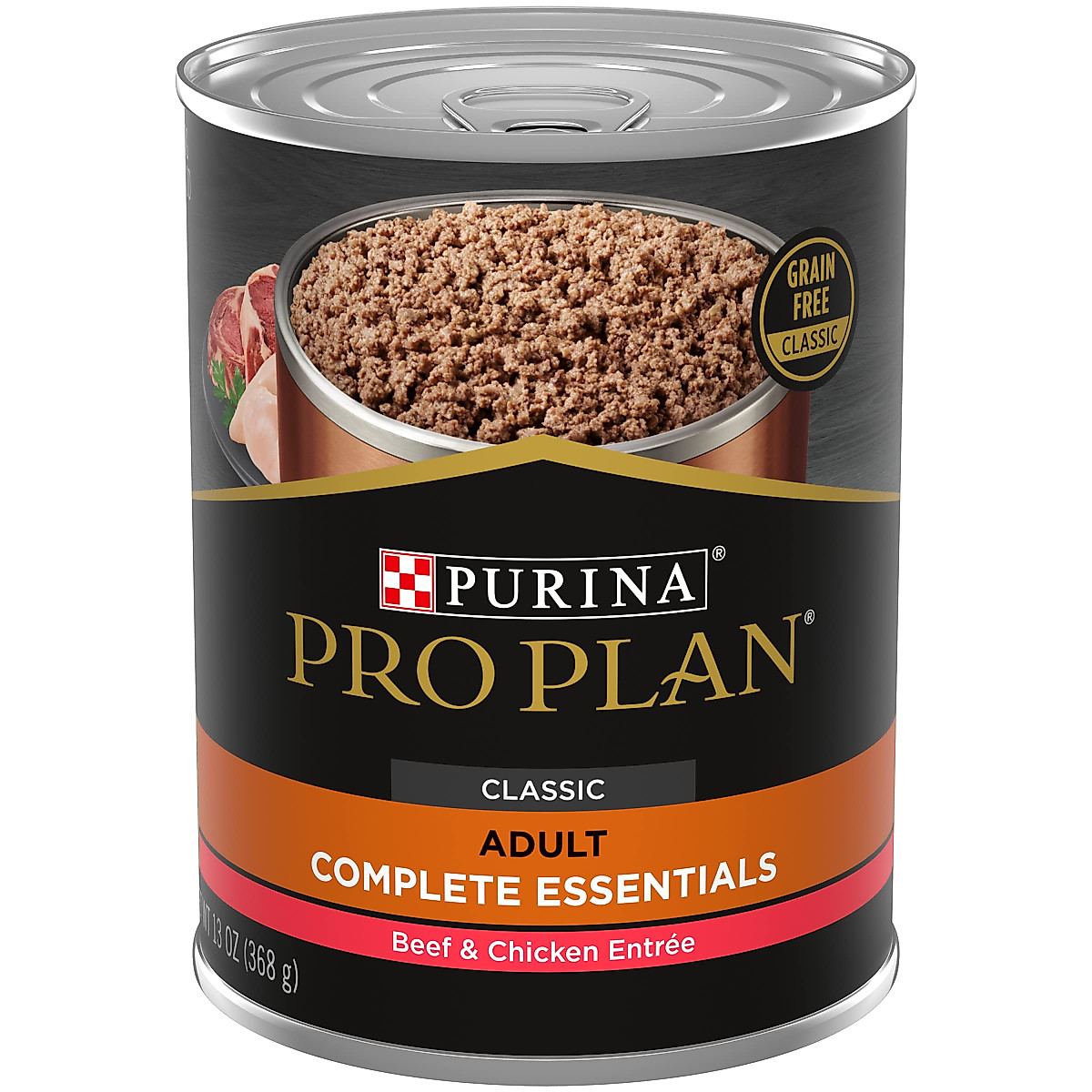 Purina Pro Plan Dog Food Grain Free Classic Pate, Beef and Chicken Entrée - (Pack of 12) 13 oz. Cans