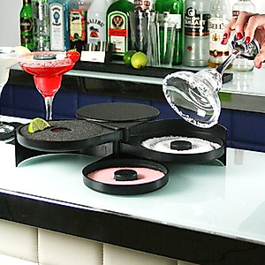 Glass Rimmer/Margarita Salter with 3 Compartments and Sponge, Bar Rimmer for Bloody Mary, Gimlet