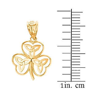 Dainty 10k Yellow Gold Irish Shamrock Pendant with Celtic Trinity Knot
