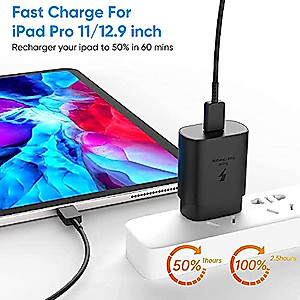 Samsung 25W USB C Super Fast Charging Wall Charger with 5FT Type C Cable Compatible Samsung Galaxy S22/S22+/S22Ultra/S21/S21+/S20/S20+/S10/S10e/S9 Plus/S8 Plus/Note 8/Note 9/Note 10/Note20