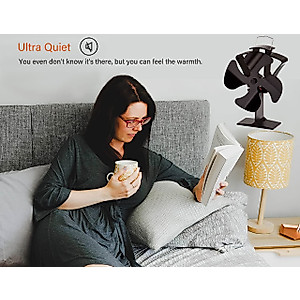 OMANSHY 4 Blades Wood Stove Fan Heat Powered Fans Fireplace fans Eco Fans for Wood Burning/Log Burner Fireplace