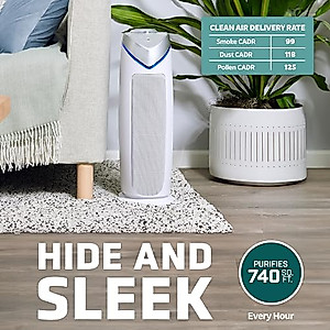GermGuardian Air Purifier with HEPA 13 Filter, Removes 99.97% of Pollutants, Covers Large Room up to 743 Sq. Foot Room in 1 Hr, UV-C Light Helps Reduce Germs, Zero Ozone Verified, 22”, White, AC4825W