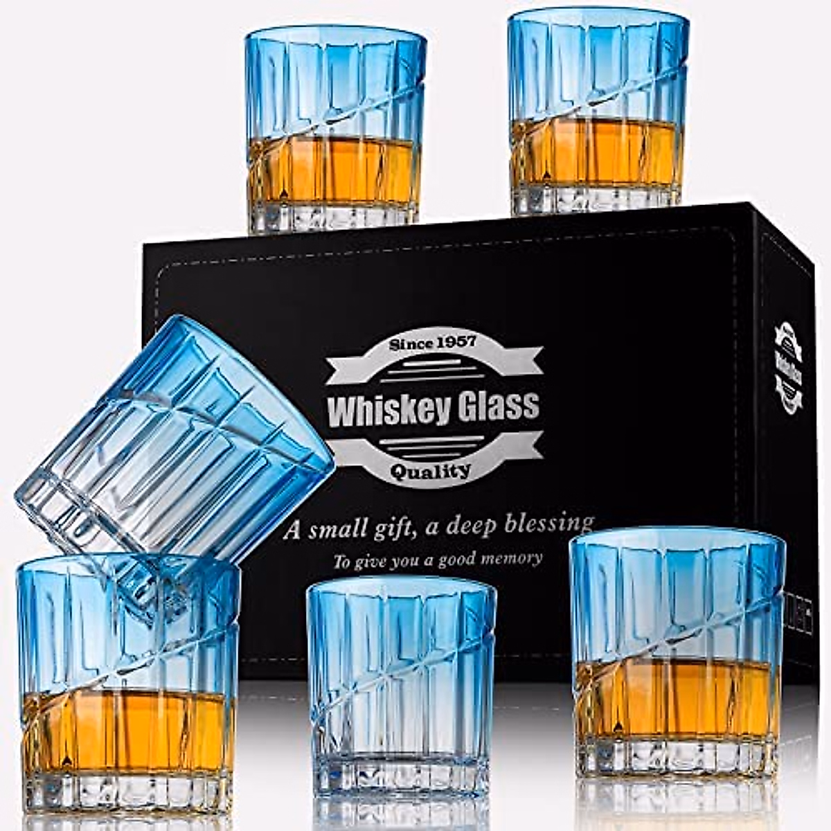 Claplante 6 Pack Old Fashioned Whiskey Glasses, 10 OZ Crystal Rocks Glasses, Cocktail Glass, Gift Box - Barware For Bourbon, Scotch, Rum glasses, Drinking Glasses, Glass Cups, Whiskey Gifts