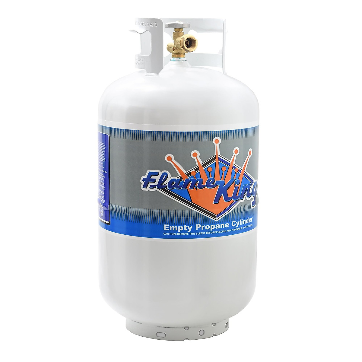 Flame King YSN-301 30 Pound Steel Propane Tank Cylinder with Type 1 Overflow Protection Device Valve DOT and TC Compliant, White