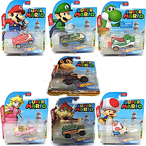 Hot Wheels 2017 Super Mario Character Cars Set of 7
