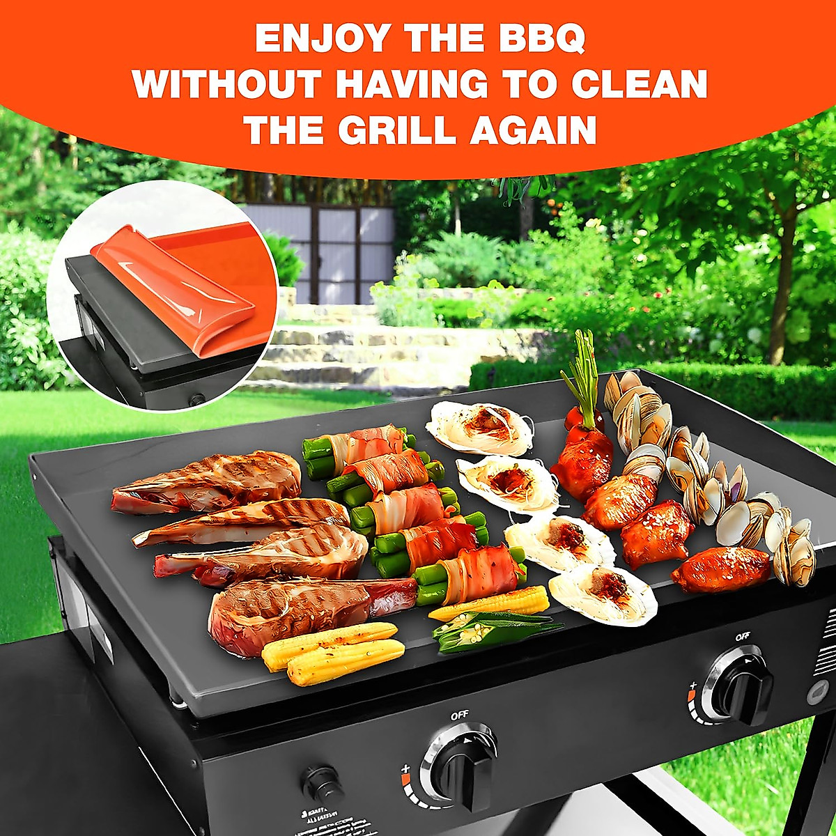 Blackstone Silicone Griddle Cover, Upgraded Full-Cover 28 Inch, Silicon Griddle Mat for Blackstone, Grill Buddy Mat, Provide Better Sealing to Protect your Griddle from Rain, Dirty, Debris and Dust