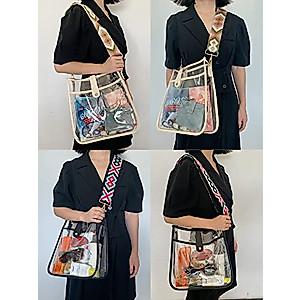TopTTanBo Clear Crossbody Purse Bag for Women, Clear Messenger Bag Stadium Approved with Wide Shoulder Strap (black)