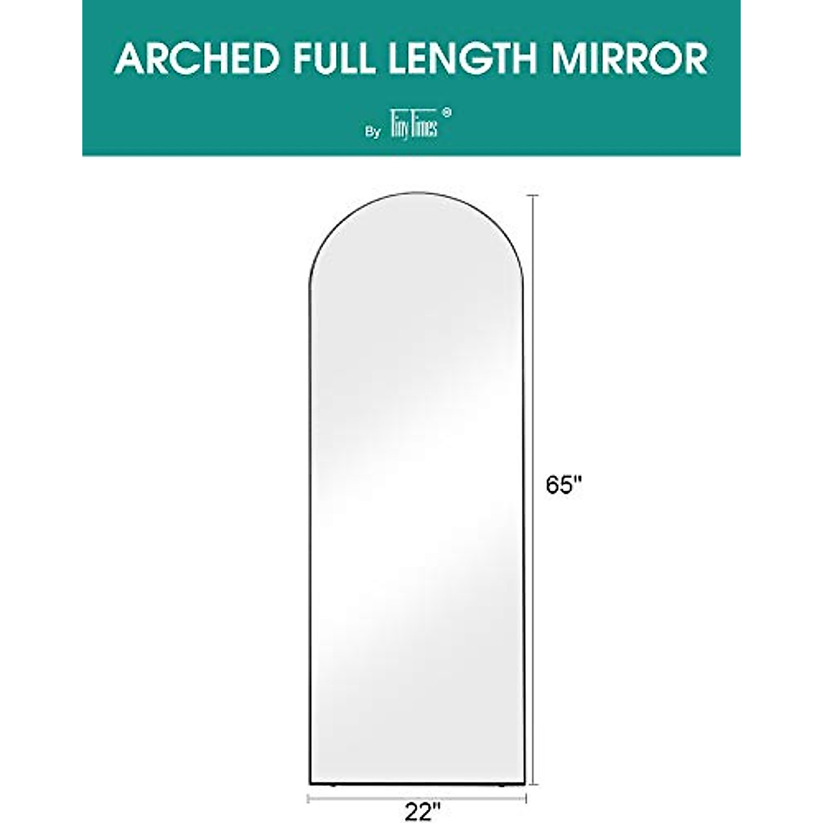 TinyTimes 65''x22'' Arched Full Length Mirror, Floor Mirror with Stand, Full Body Mirror, Arched Wall Mirror, Modern & Contemporary Full Length Mirror with Wood Frame - Black