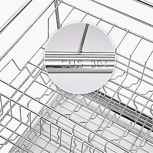 Dish rack Kitchen Sliding Cabinet, Professional Chromed Metal Slide Cabinet Pull Out Organizer Wire Storage Basket Drawer Kitchen Cabinets for Base Cabinets