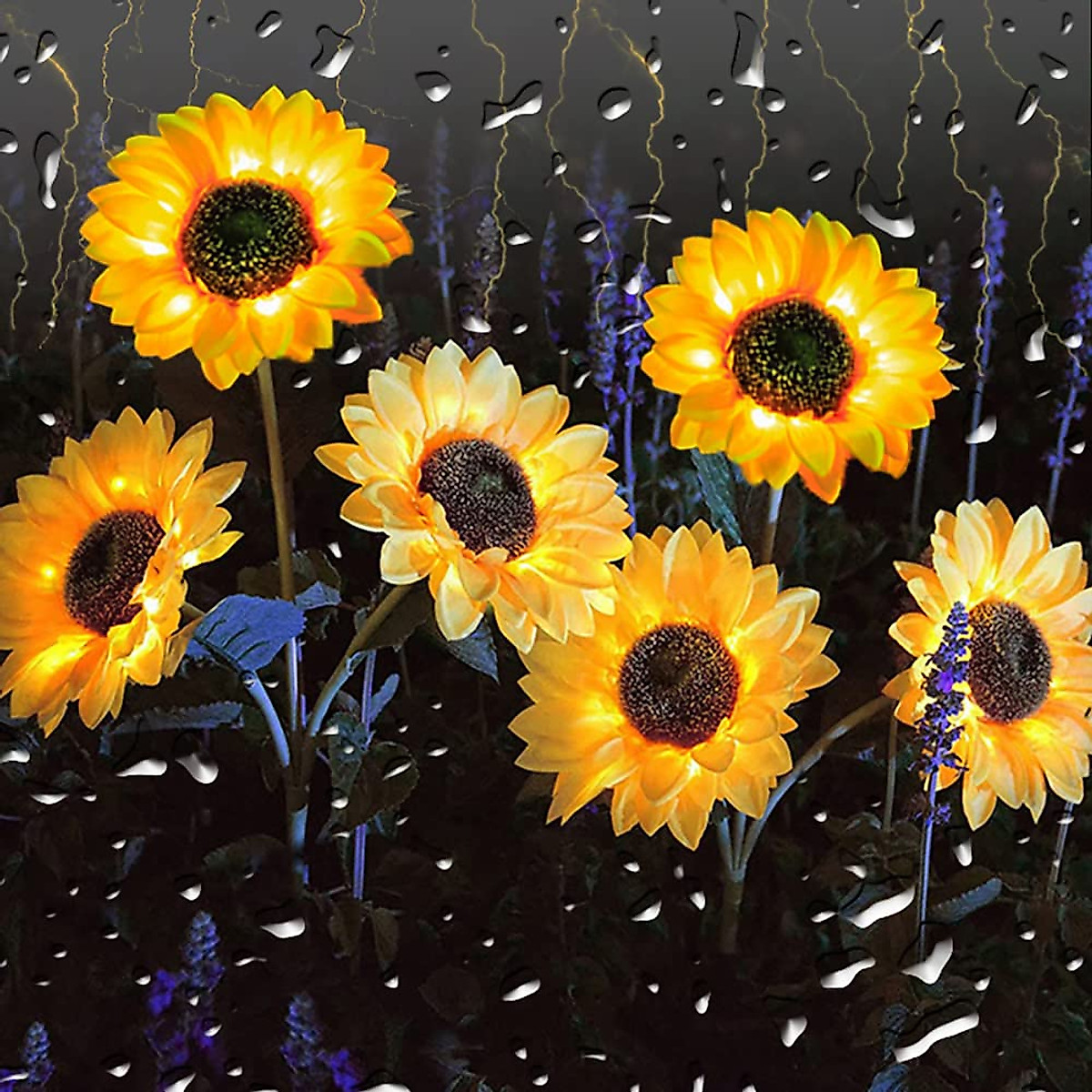 Venforze 2 Pack Sunflower Shape Solar 3 LED Lights, Upgraded 31 LEDs ...