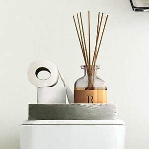 YELLOW LOTUS Toilet Tank Tray - Tray for Bathroom Countertop Organizer, Decorative Toilet Tank Topper Tray, Over The Tank Toilet Paper Holder, Grey Toiler Paper Basket for Back of Toilet, 14 inch