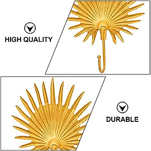 Veemoon Towel Hanger Towel Hooks Nordic 2 Pieces Metal Sun Wall Art Decoration Sunflower Wall Hook Hanger Metal Leaf Wall Hanging Decorations Gold Leaf Shaped Self Adhesive Wall Hook