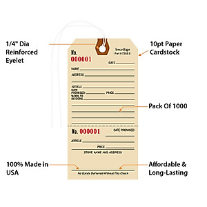 SmartSign Pack of 1000 Repair Tags with Attached String | 2.625" x 5.25" Manila Cardstock
