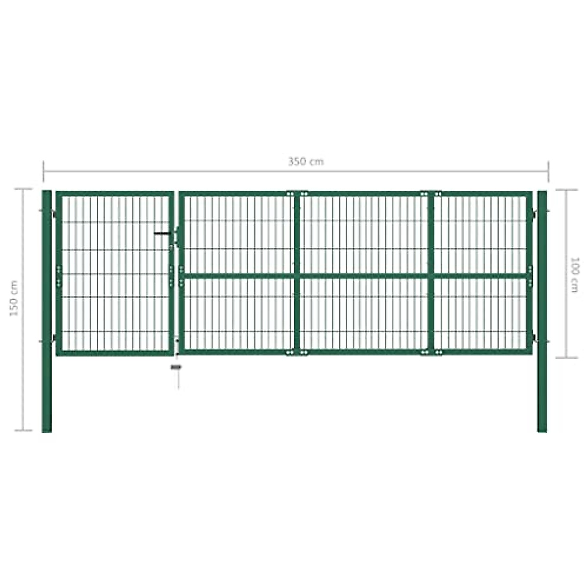 GOLINPEILO Outdoor Garden Gate, Garden Fence Gate with Posts, Patio Gate Metal Fencing Border for Yard Outdoor, Entry Gate, 137.8"x39.4" Steel Green