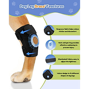 Huimpet Short Rear Leg Hock Brace, Dog Back Leg Brace for Hock & Ankle with Flexible Velcro, Dog Leg Brace for Torn ACL & CCL, Dog Leg Sleeve Wound Care and Loss of Stability from Arthritis,1 Pair, S