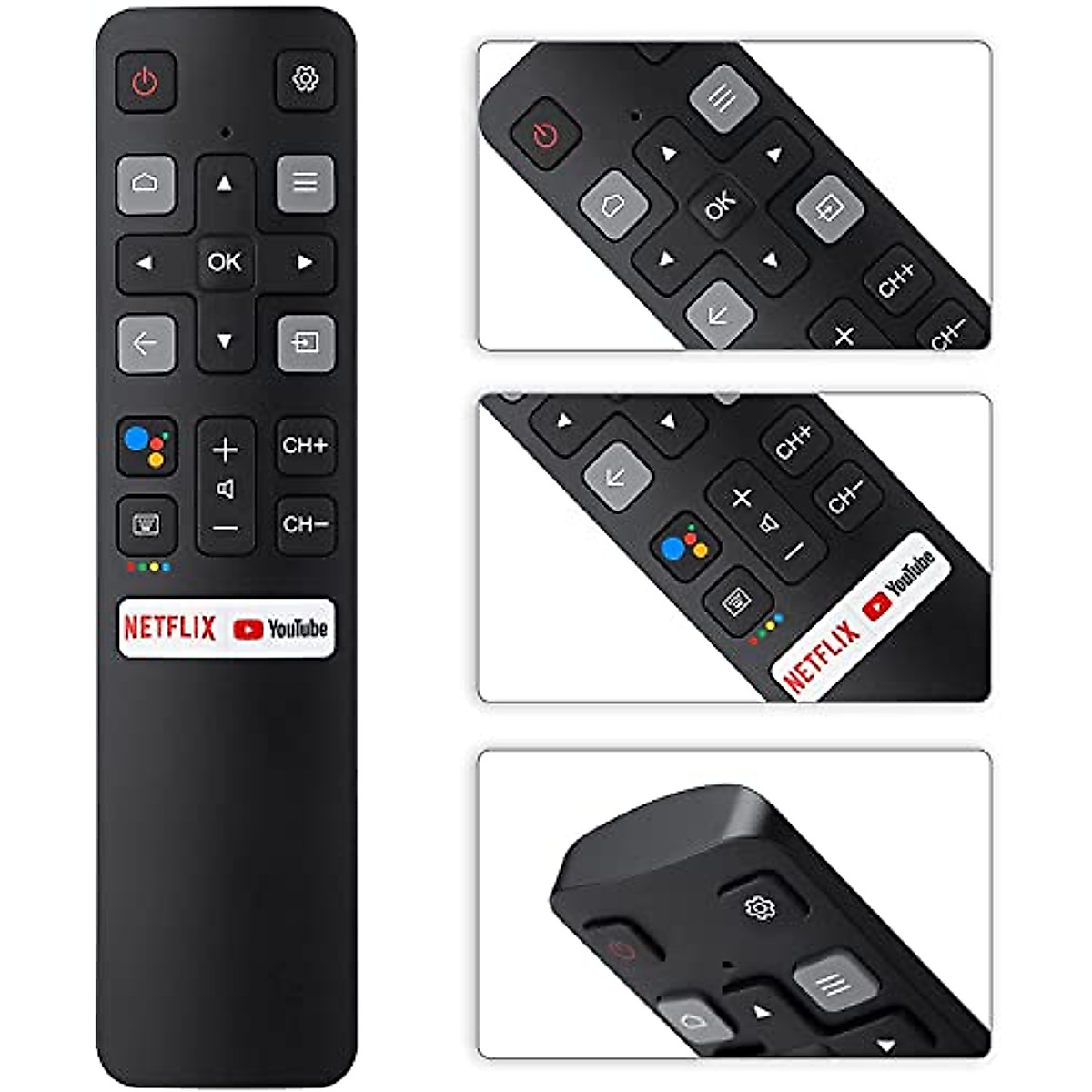 New Replaced Remote RC802V FNR1 Fit for TCL Android 4K Smart TV [NO Voice Function] 40S334 50S434 55S434 75S434 40S330 70S430 32S334 55S435 50S435 43S434 32S6500A 65P8S 65P8 49S6800FS 32S6500S 32A325