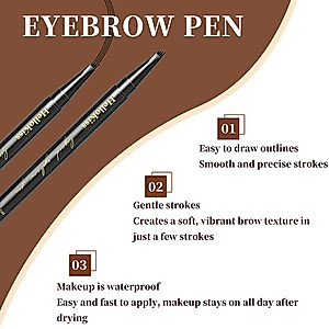Eyebrow Pencil Eyebrow Microblading Pen - Eyebrow Makeup Micro 4 Point Brow Pen Lift & Snatch Makeup Pen Long-Lasting Waterproof Brow Pen 0.03 OZ/1ml - 03#Light Gray