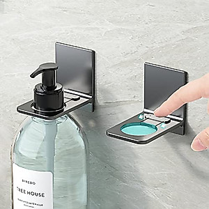 Zoihet shower gel bottle holder retractable non-drilled adhesive wall mounted shampoo holder hook for home bathroom wall mounted shower soap dispenser (set of 4 gunmetal grey)