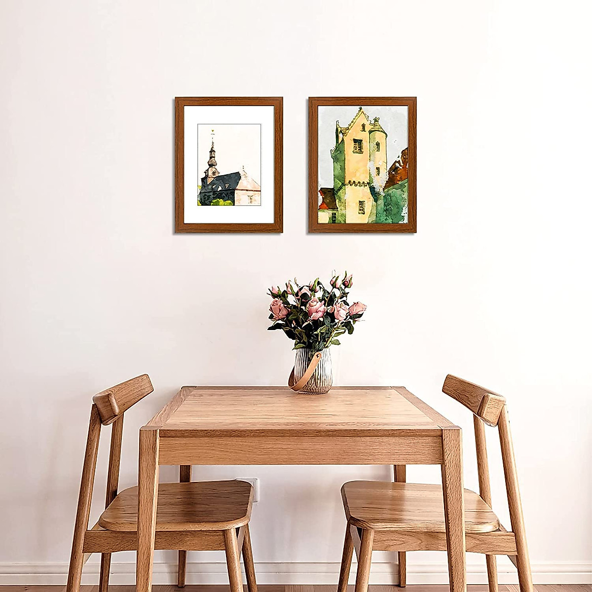 Golden State Art, 11x14 Brown Photo Frame-Display Photos 8x10 with Mat or 11x14 without Mat - Solid Wood, Real Glass (Wall Display) 2 Pack